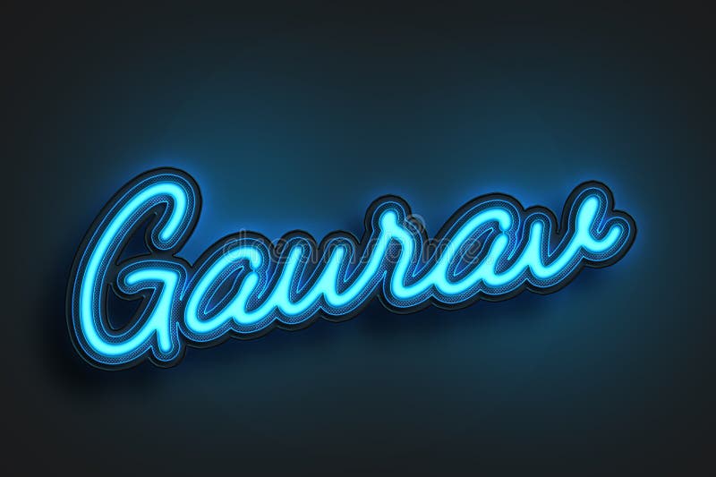 Neon Light Editable Text Effect of Hindi Name Gaurav. Stock Photo ...