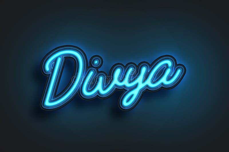 Neon Light Editable Text Effect of Hindi Name Divya. Stock Image ...
