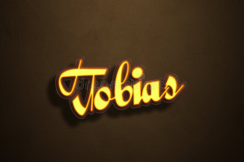 Yellow Neon Light Text Effect of Name Tobias on Golden Background Stock ...