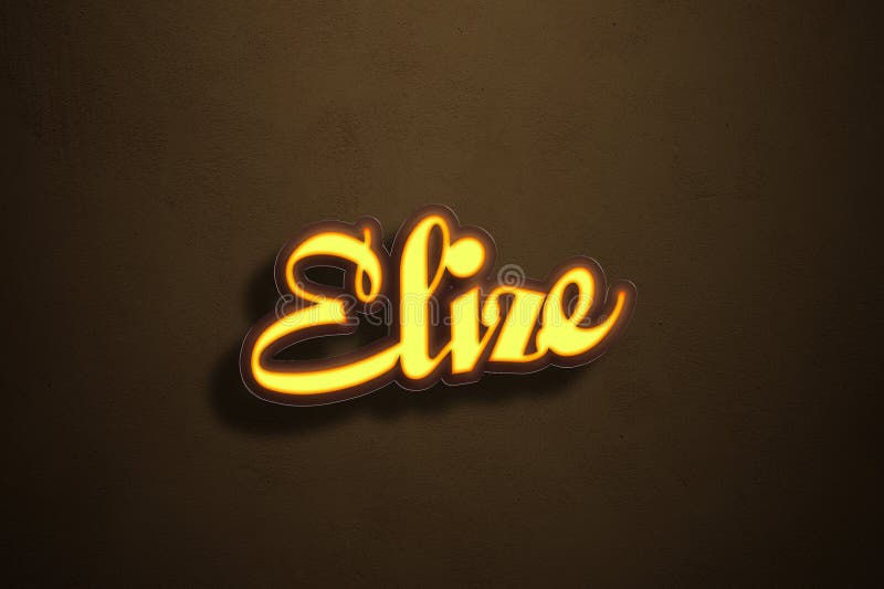 Yellow Neon Light Text Effect of Name Elize on Golden Background Stock ...