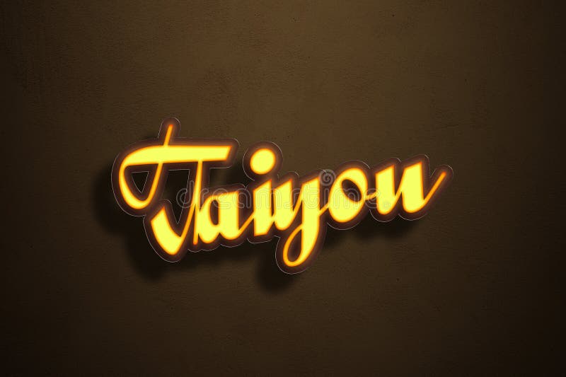 Yellow Neon Light Text Effect of Name Taiyou on Golden Background Stock ...