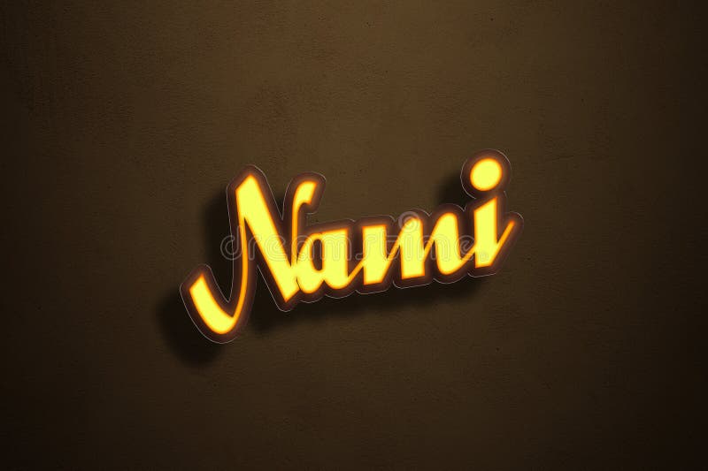 Yellow Neon Light Text Effect of Name Nami on Golden Background Stock ...