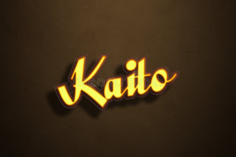 Yellow Neon Light Text Effect of Name Kaito on Golden Background Stock ...