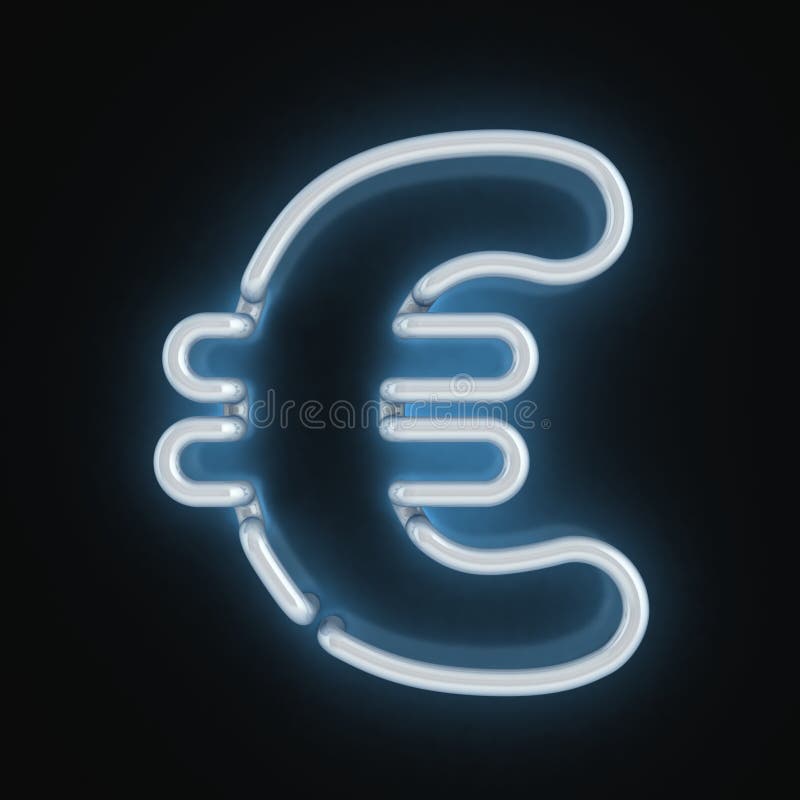 Neon Light Font Euro Symbol Stock Illustration - Illustration of design ...