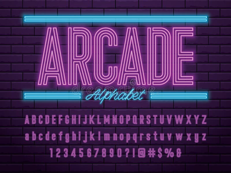 Neon light script font stock vector. Illustration of glow - 140964775