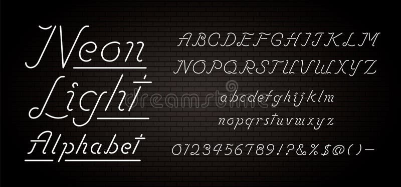 Neon light script font stock vector. Illustration of glow - 140964775