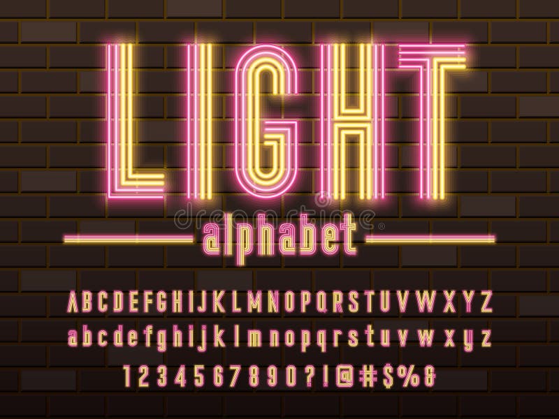 Neon light script font stock vector. Illustration of glow - 140964775