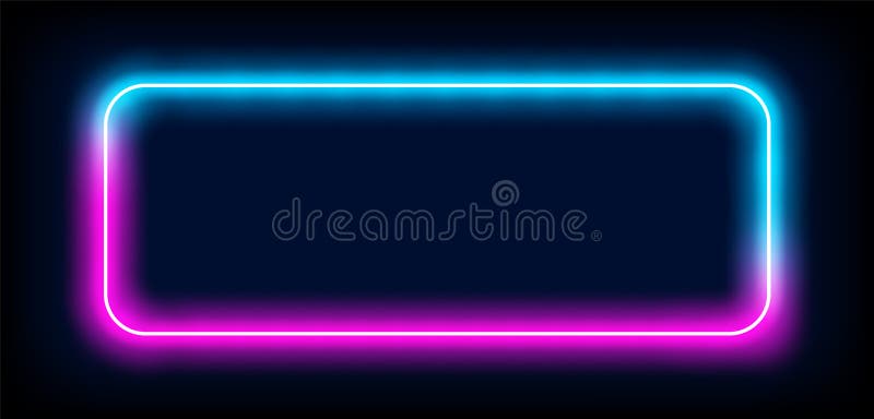 Neon Light Frame Box Line Rectangle Background. Led Neon Glow Vector ...