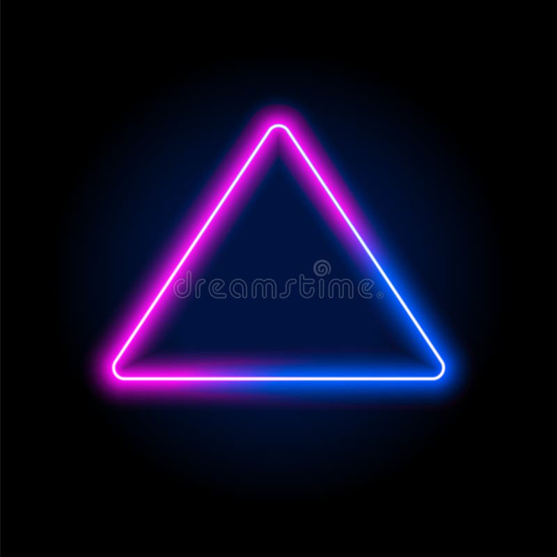 Neon Light Frame Box Line Triangle Background. Led Neon Glow Vector ...