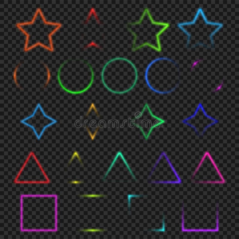 Neon Light Glowing Colorful Objects Collection Stock Vector ...