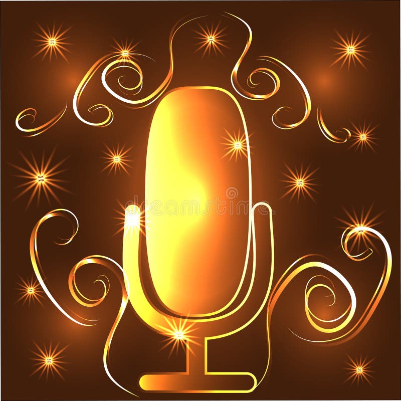 Neon Light Glowing Music with Microphone Symbol Illustration Graphic ...