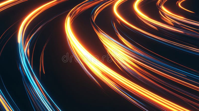 Neon and Light Glowing in Three Dimensions on a Dark Background. Moving ...