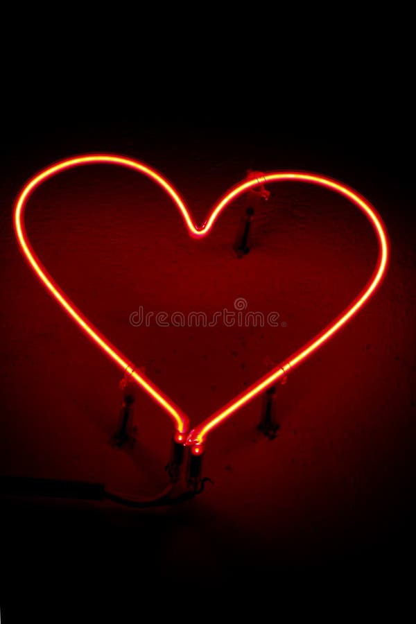 Neon light heart stock image. Image of bulb, glow, love - 190129473