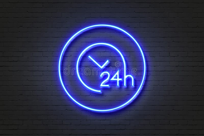 Neon light icon clock stock illustration. Illustration of arrow - 109156590