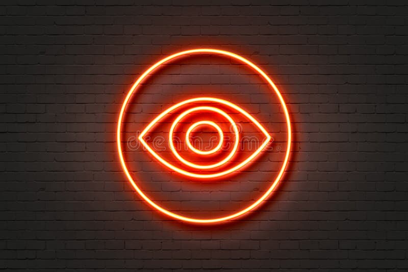 Neon light icon eye stock illustration. Illustration of futuristic ...