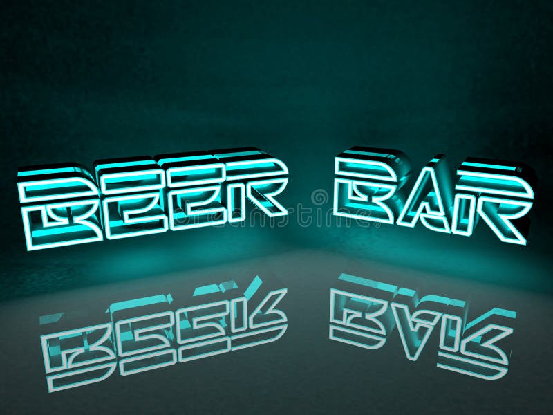 Neon Light Inscription Beer Bar in Blue Color Stock Illustration ...