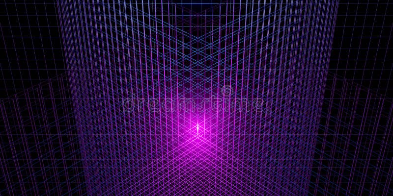 Laser Grid Purple Glow Red and Blue 3d Illustration Stock Illustration ...