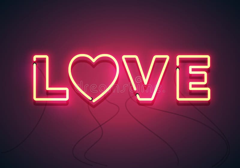 Neon Color Glowing LED Love Sign Stock Vector - Illustration of light ...