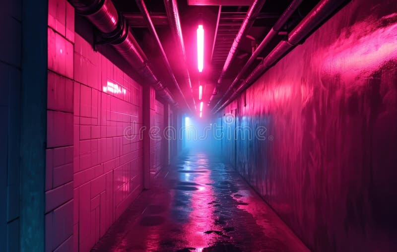 The Neon Light Makes a Glowing Pathway Stock Image - Image of street ...