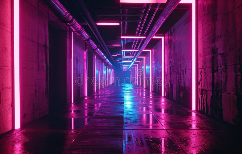 The Neon Light Makes a Glowing Pathway Stock Photo - Image of radiance ...