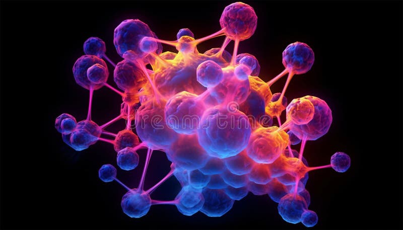 Neon Light Molecule Black Background. Alternative Hydrogen Energy ...