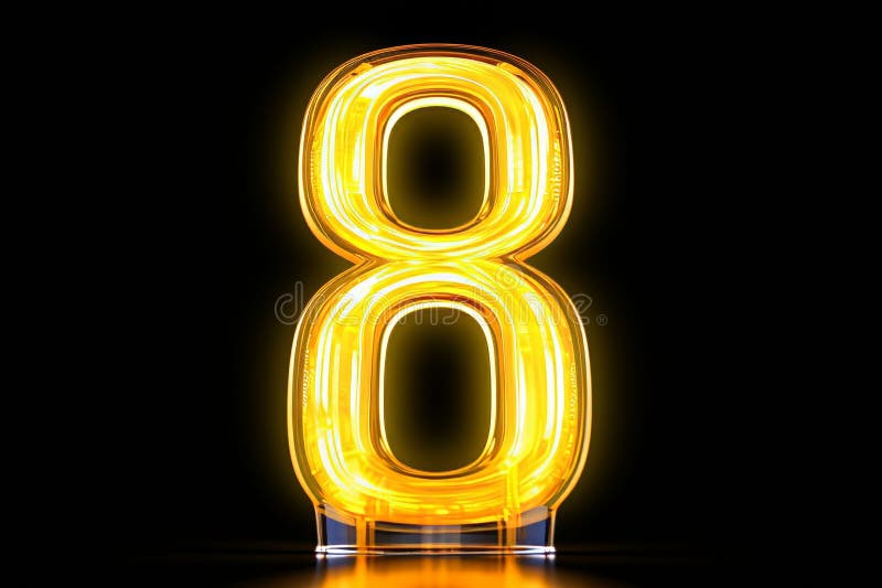 Neon Light Number 8, 3d Render of Neon Light Font Stock Illustration ...