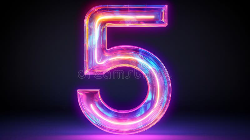 Neon Light Number Five. Generative Ai Stock Photo - Image of urban ...
