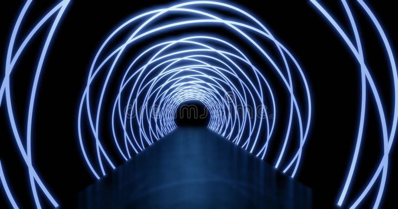 Neon Light Paths in a Circle Show an Abstract Tunnel - 4k Loop Stock ...