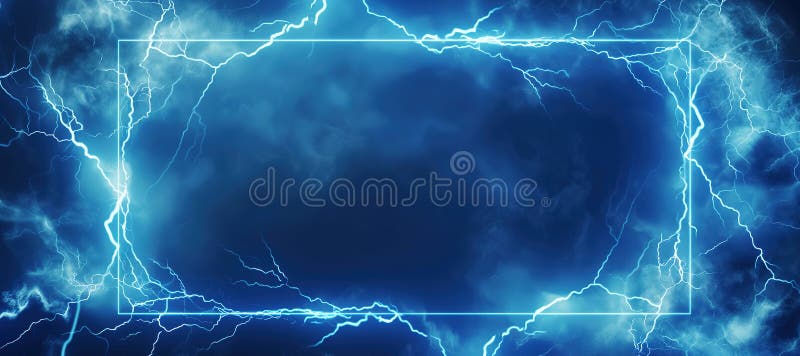 Light Rectangle Blue Lightning Png. Frame Made of Fire Light Effect ...
