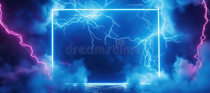 Light Rectangle Blue Lightning Png. Frame Made of Fire Light Effect ...