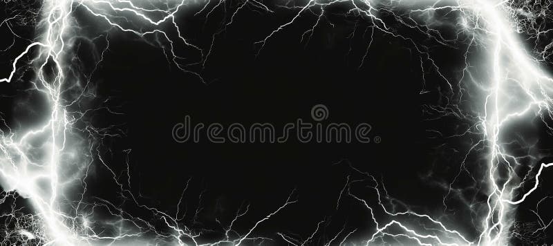 Neon Light Rectangle Box Frame with Electric White Lightning and Smoke ...