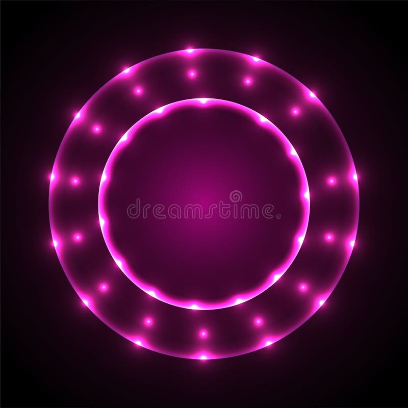 Neon Light Ring with Neon Dots in Dark Violet Color Stock Vector ...