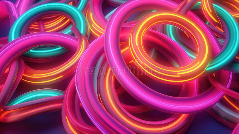 Neon Light Rings in Different Mix Colors, Wallpaper Artwork, Ai ...