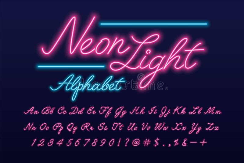 Neon light font stock vector. Illustration of decorative - 141173066