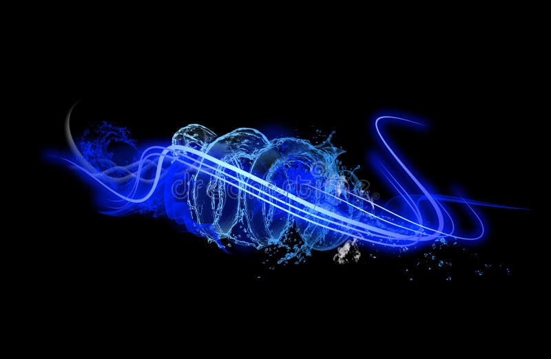 Neon Light Shape with Splash of Realistic Glowing Particles and Waves ...
