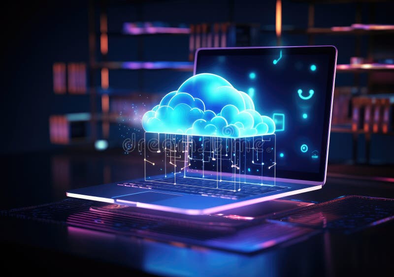 Neon Light Showing Cloud Computing on Tablet Computer Neon Light Showing Cloud Computing on ...