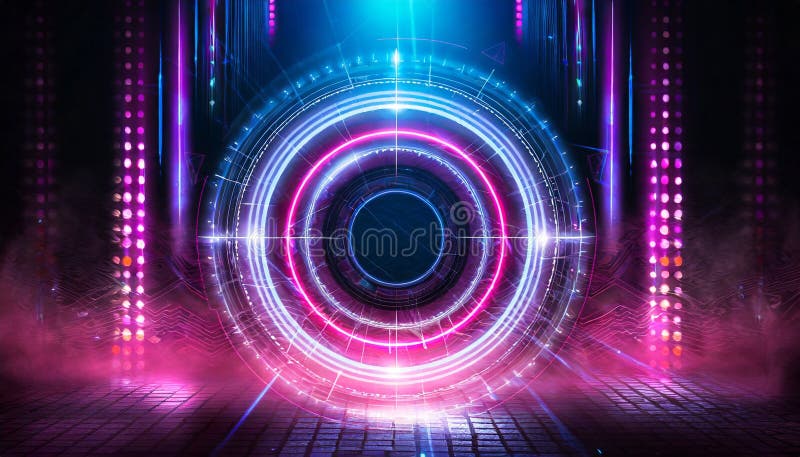 Neon Light Shows of the Future Stock Illustration - Illustration of ...