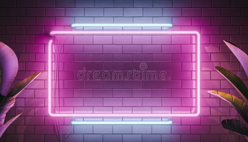 Neon Light Sign Board Background. 3d Modern Illustration. Neon Elements ...