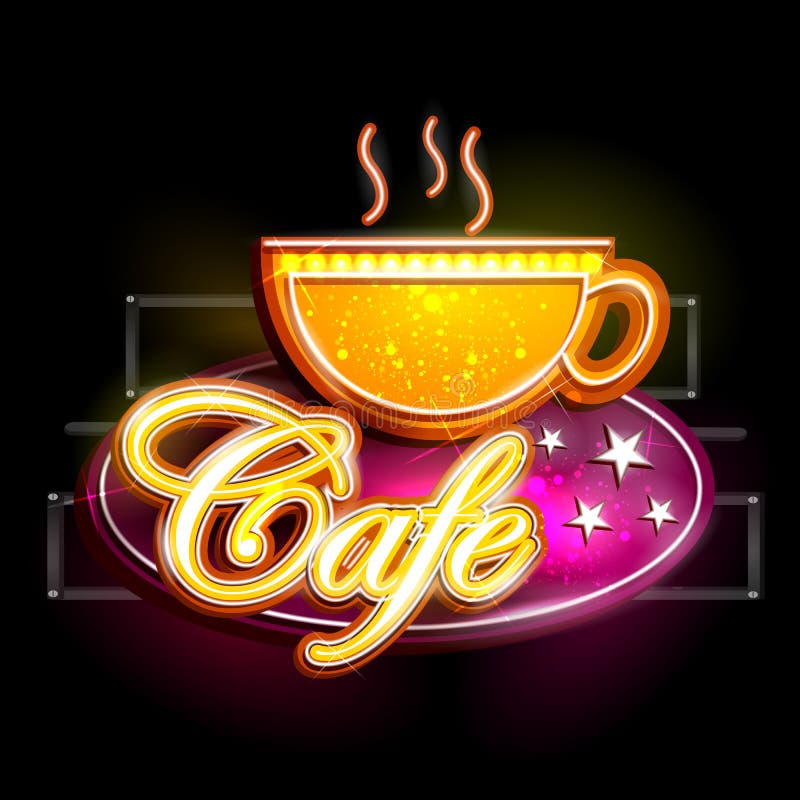 Cafe Neon Logos stock illustration. Illustration of decoration - 6000205