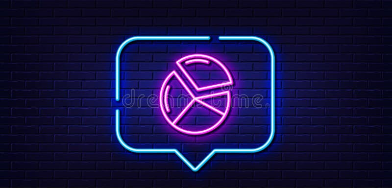 Pie Chart Line Icon. Presentation Graph Sign. Neon Light Speech Bubble ...