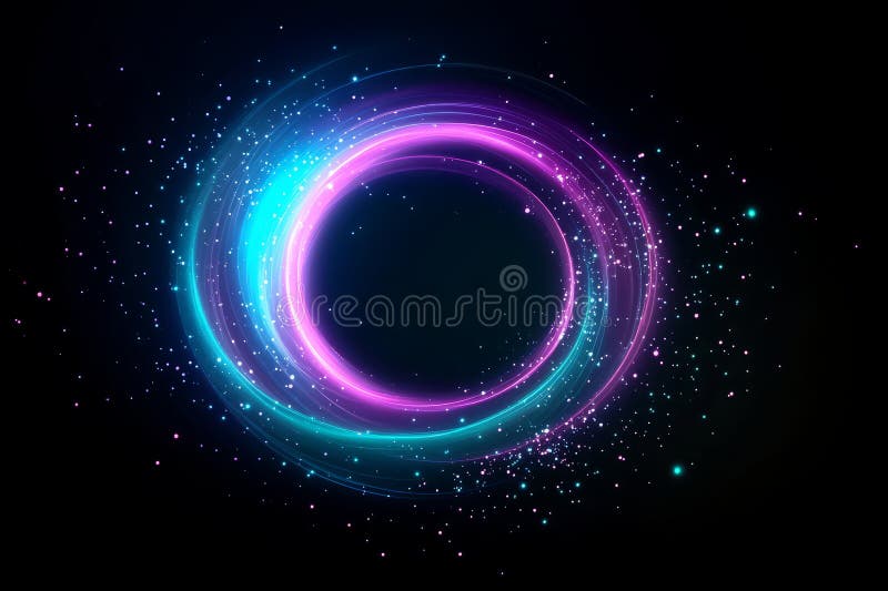 Neon Light Spin Effect with Vibrant Colors and Sparkling Particles ...