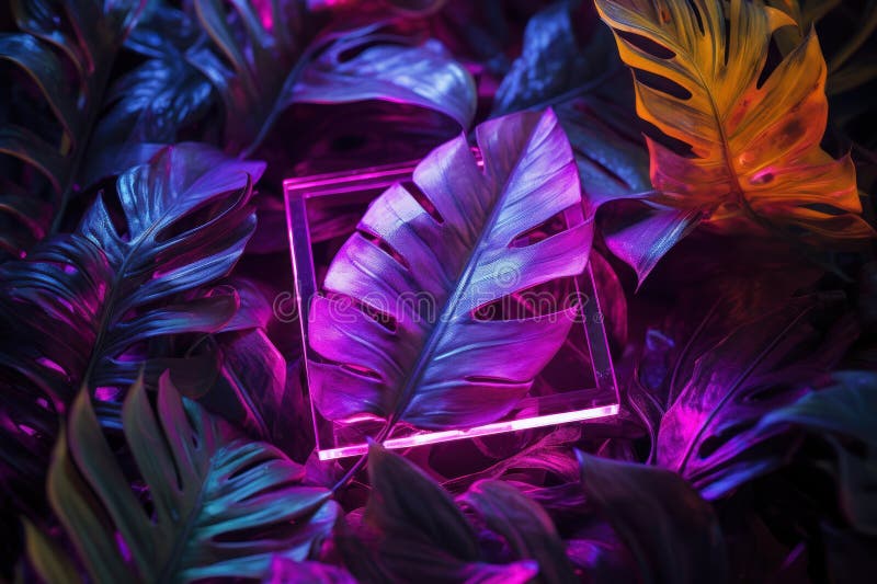 Neon Light Square. Jungle Creative Neon Light with Copy Space. Stock ...