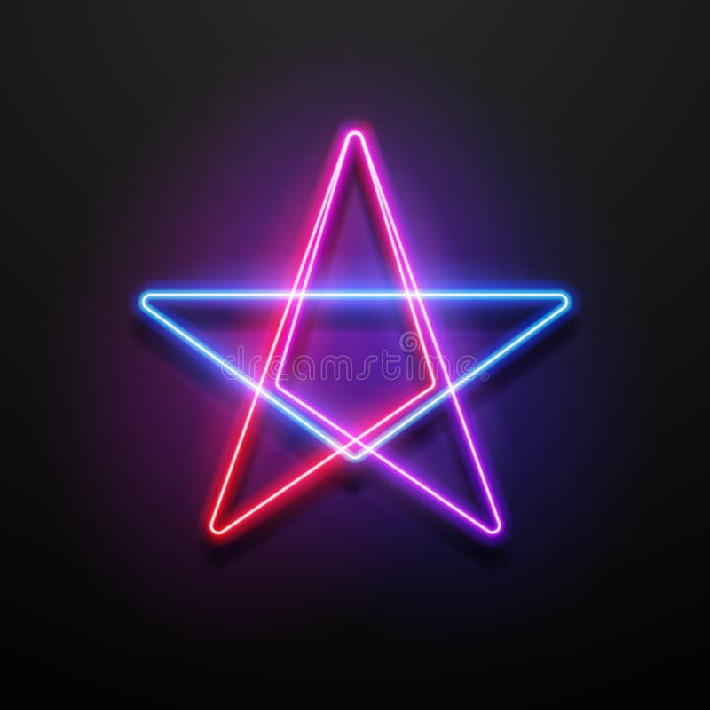 Neon Light Star Op Zwarte Achtergrond Vector Illustratie - Illustration ...