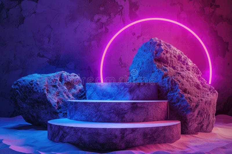 Neon Light Steps stock image. Image of colorful, bright - 371134977