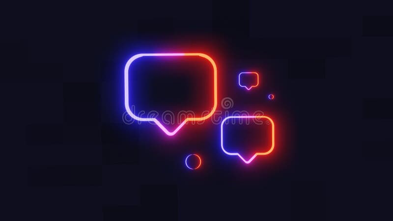 Neon Light Text Bubble Messenger Image in Neon Glow 3D Rendering Image ...