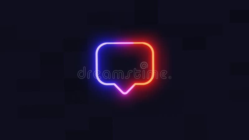Neon Light Text Bubble Messenger Image in Neon Glow 3D Rendering Image ...
