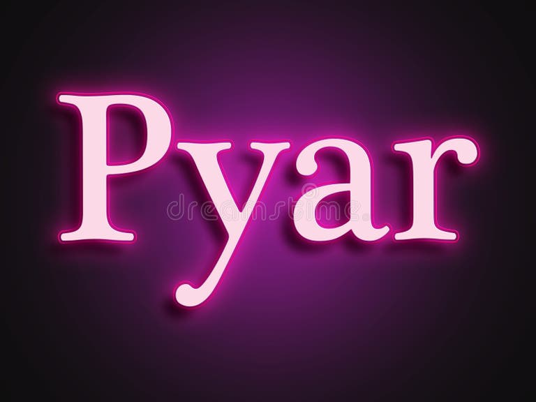 Pink Glowing Neon Light Text Effect of Hindi Word Pyar. Stock ...