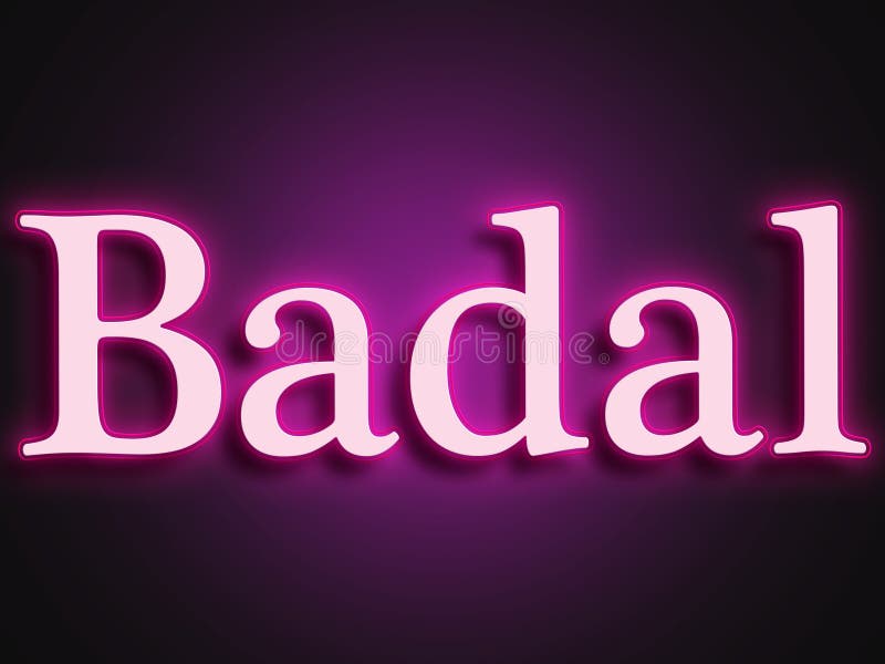 Pink Glowing Neon Light Text Effect of Hindi Word Badal. Stock ...