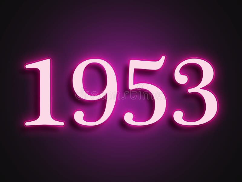 Pink Glowing Neon Light Text Effect of Number 1953. Stock Photo - Image ...