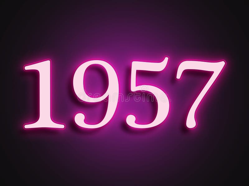Pink Glowing Neon Light Text Effect of Number 1957. Stock Illustration ...